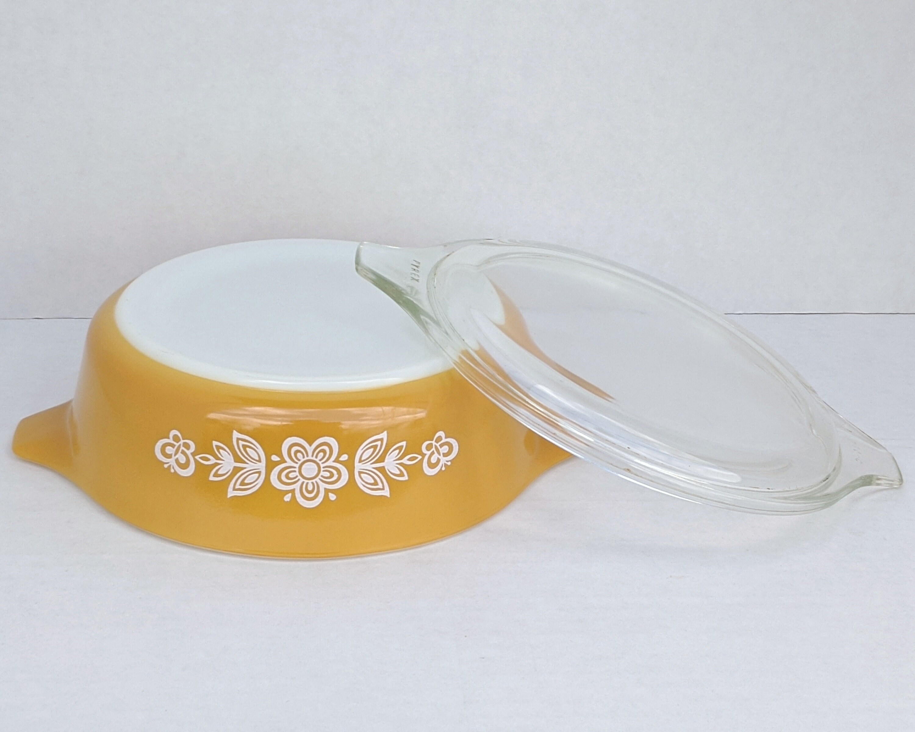 PYREX butterfly Gold Casserole Dish Glass Lid - Etsy UK