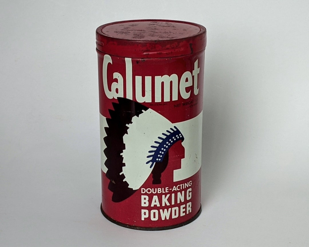 Tin: Calumet® Baking Powder–round Red White–indian Chief Logo–antique ...
