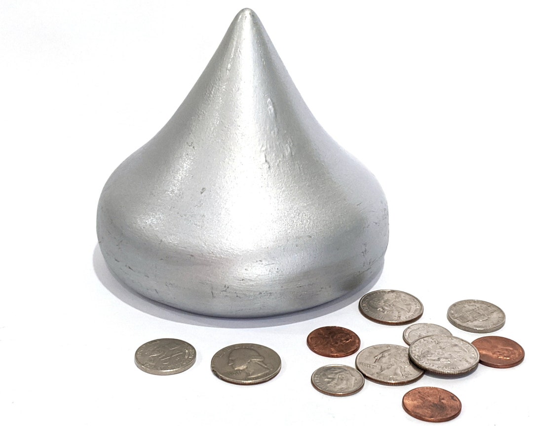 Bank Hershey Kiss Shape Bank Giant Silver Kiss Vintage Bank Ceramic ...