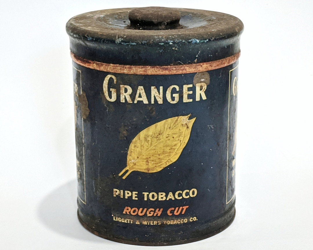 Tin Granger® Pipe Tobacco Rough Cut Vintage Blue Round Tin Metal Knob ...