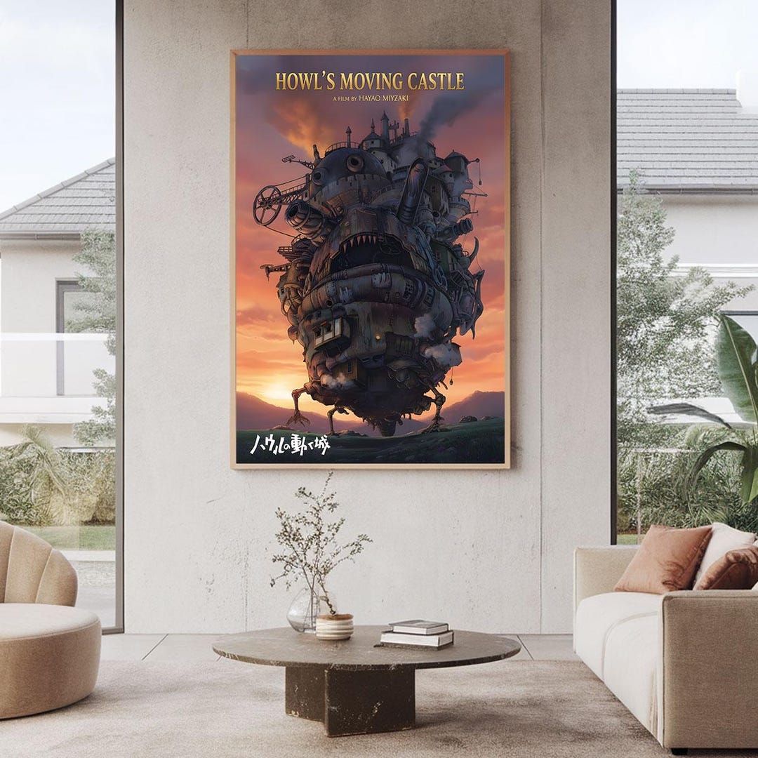 Fantasy Moving Castle Wall Art Poster, Steampunk Anime Inspired ...