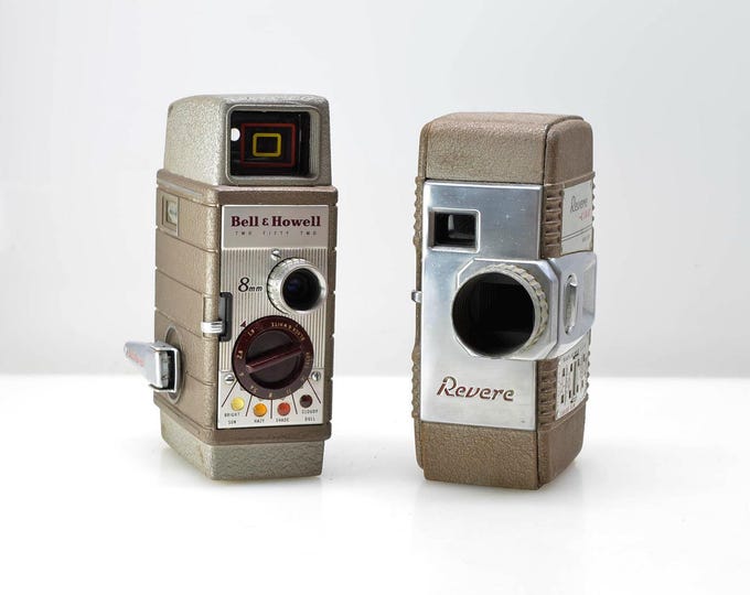 Two 8mm Cameras, Vintage 1950's Bell & Howell 252 and Revere Model 50 ...