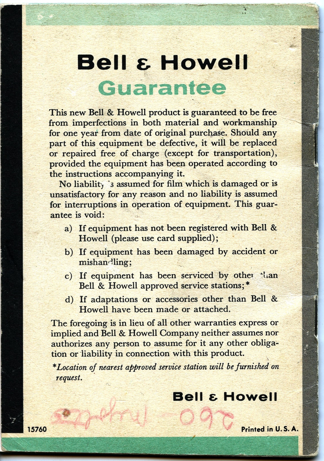 Bell Howell 240 16mm Movie Film Camera Instruction Manual Book ...