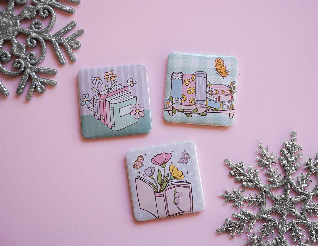 Bibliophile Magnet Set With Soft Girl Aesthetic | Set of 3 Magnets With ...