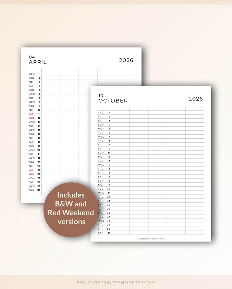 2026 Family Monthly Calendar Printable | A4 Letter Planner (digital ...