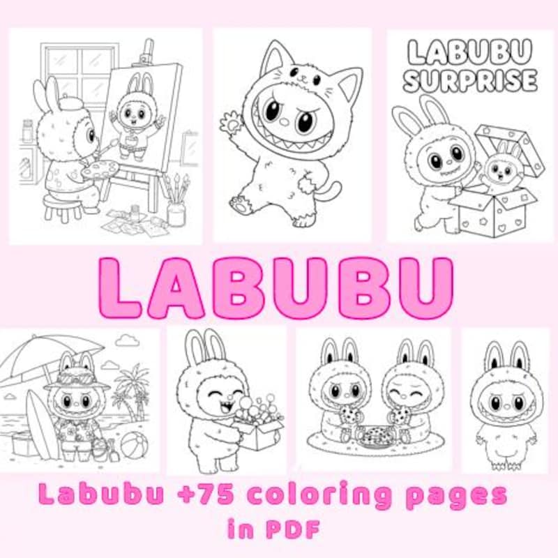 Birthday Labubu Coloring - Etsy