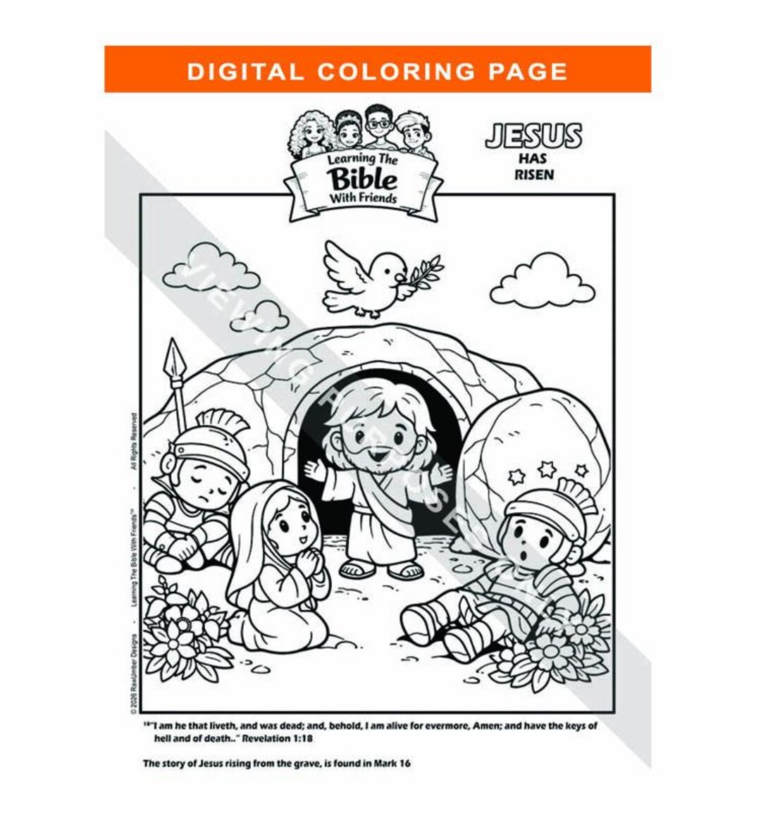Coloring Page - Jesus Has Risen - Bible Stories - Christian Sunday ...