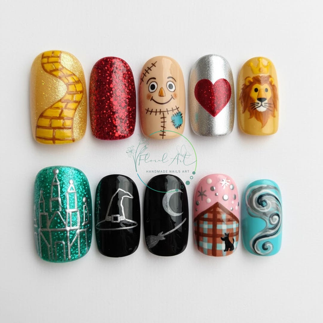 Wizard of Oz Press on Nails, Emerald City Fantasy Nail Set - Etsy