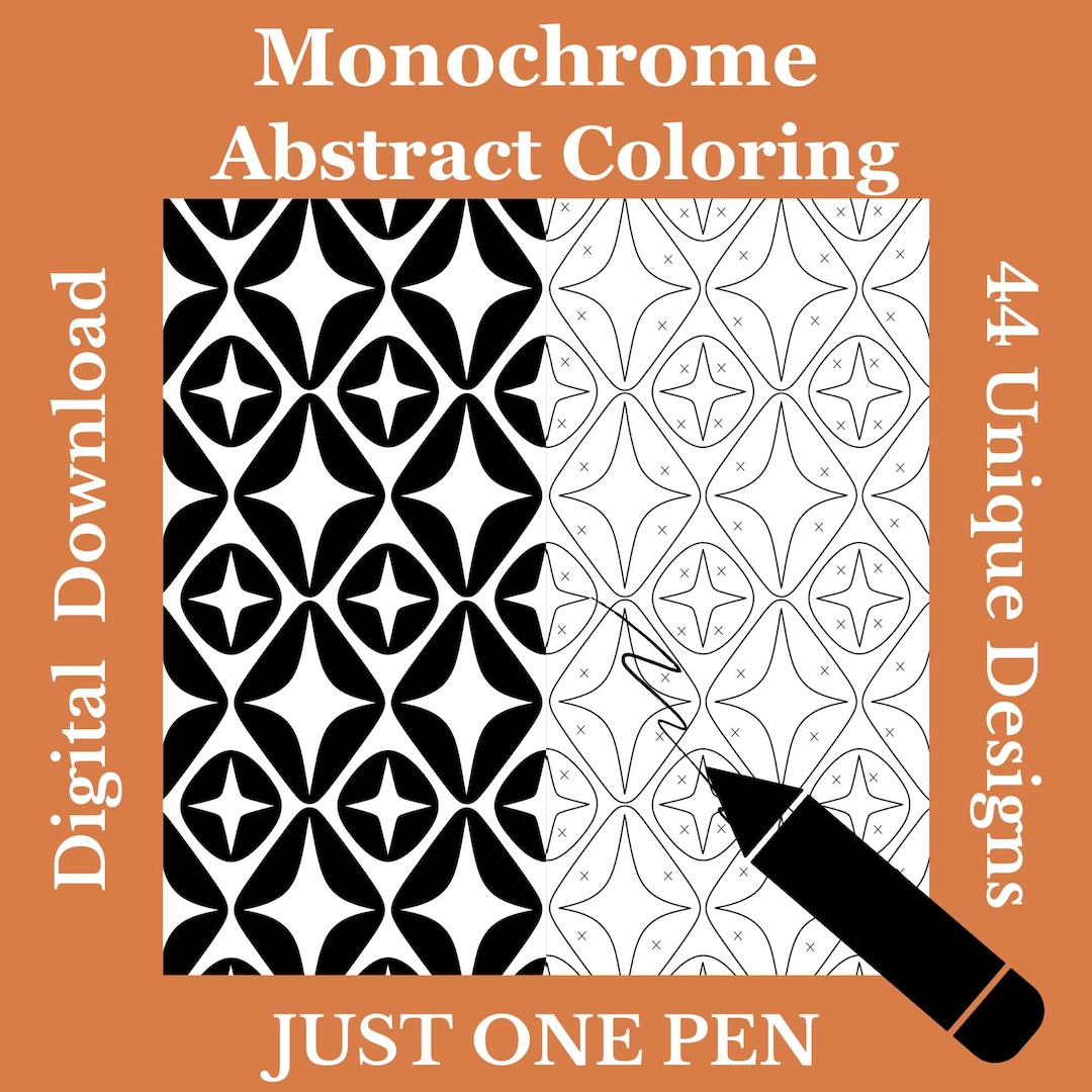 Monochrome Abstract Coloring Pages – 44 Printable Designs (digital ...