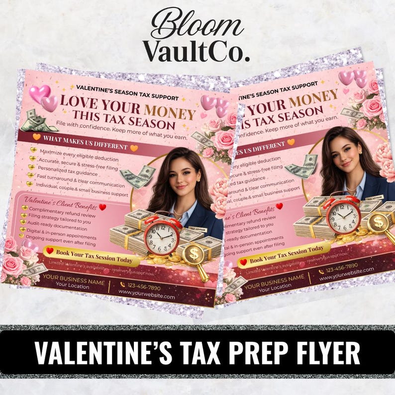 Valentine Tax Business Flyer 2026 | Tax Prep, Credit Repair Flyer, Tax ...