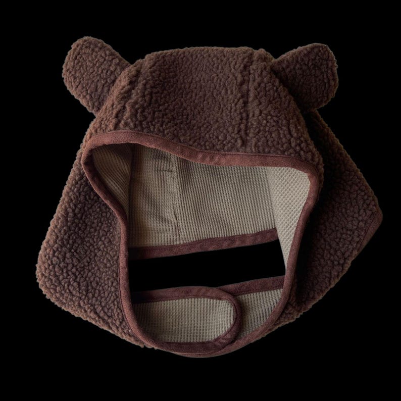 Teddy Bear Ear Trapper Hat - Fuzzy Brown Bomber, Rapper Style - Etsy