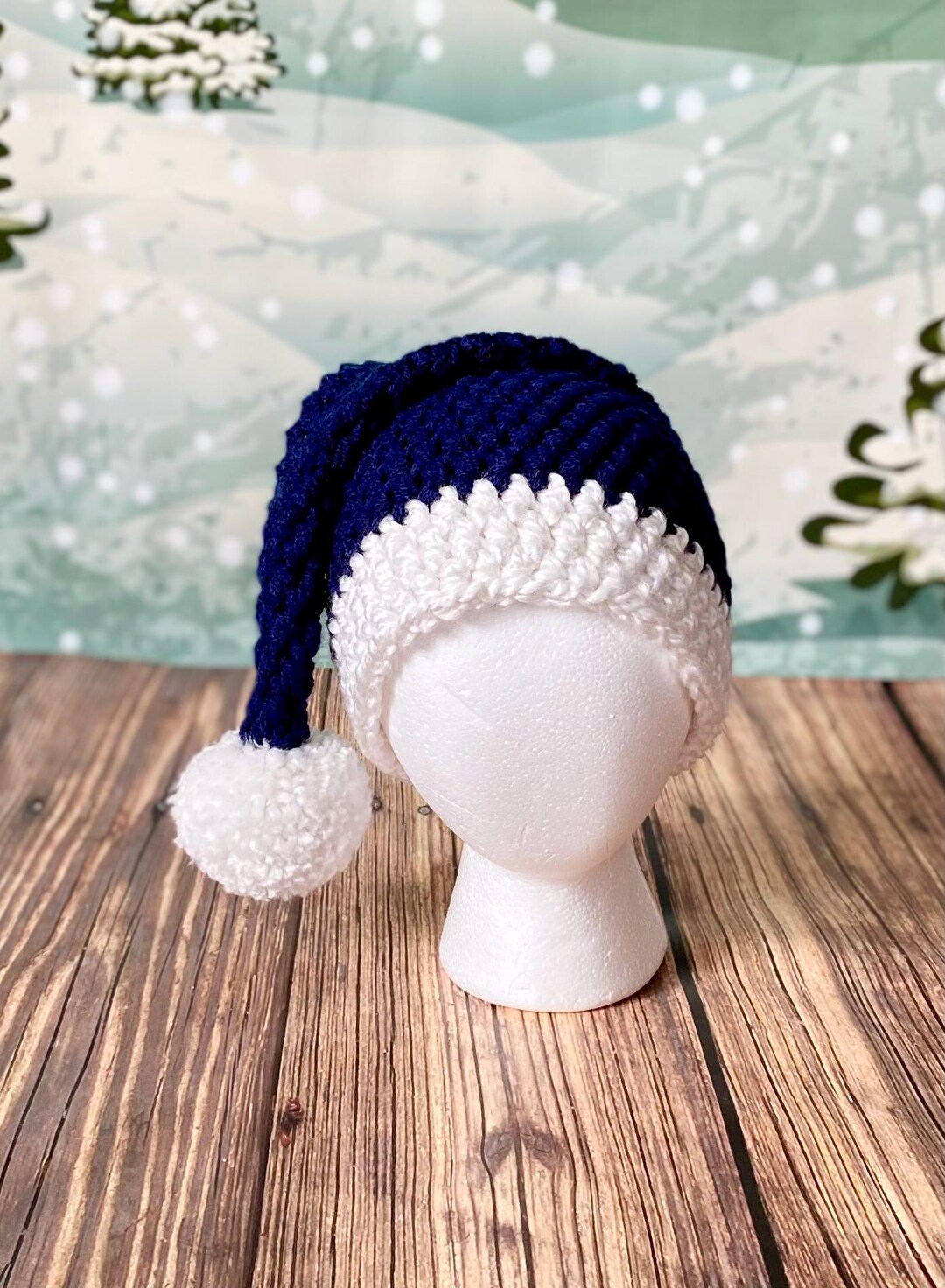 Navy Blue Santa Hat Made to Match Arrives Quick Preemie-adult Sizes - Etsy