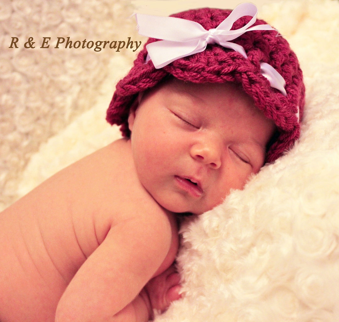 Baby Girl Shell Trim Hat in Rose or Any Color With White - Etsy