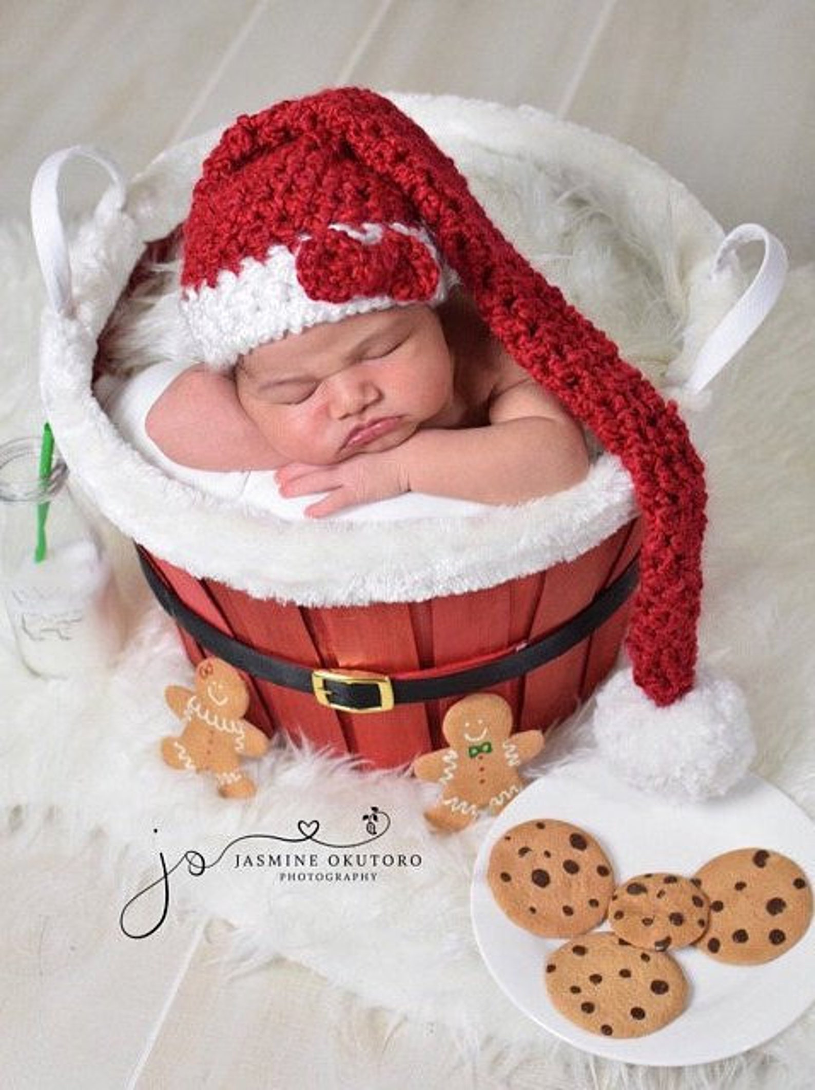 Baby Candy Cane Striped Hat With Long Tail and Bow - Etsy