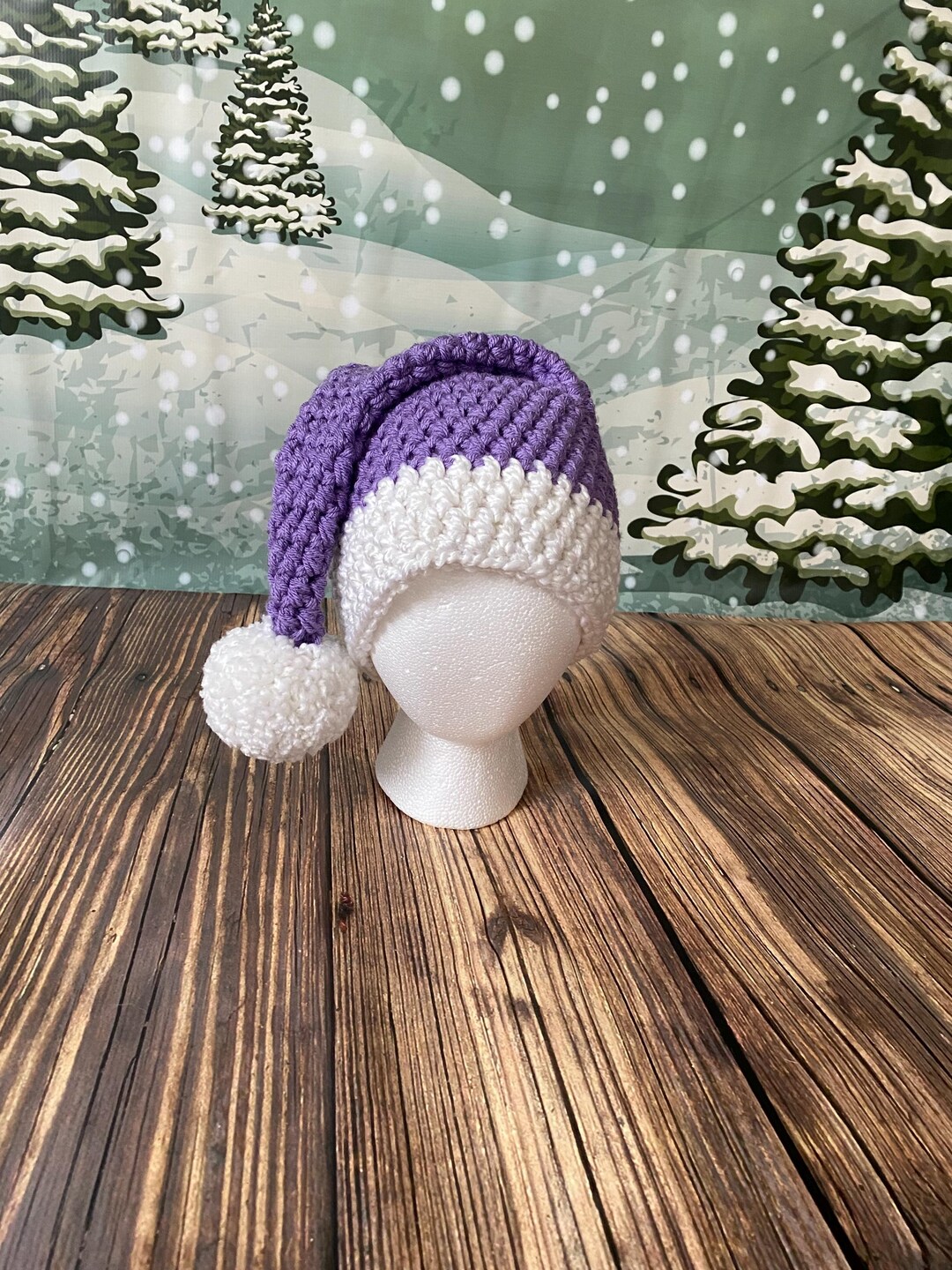 Purple Santa Hat Preemie-adult Sizes - Etsy