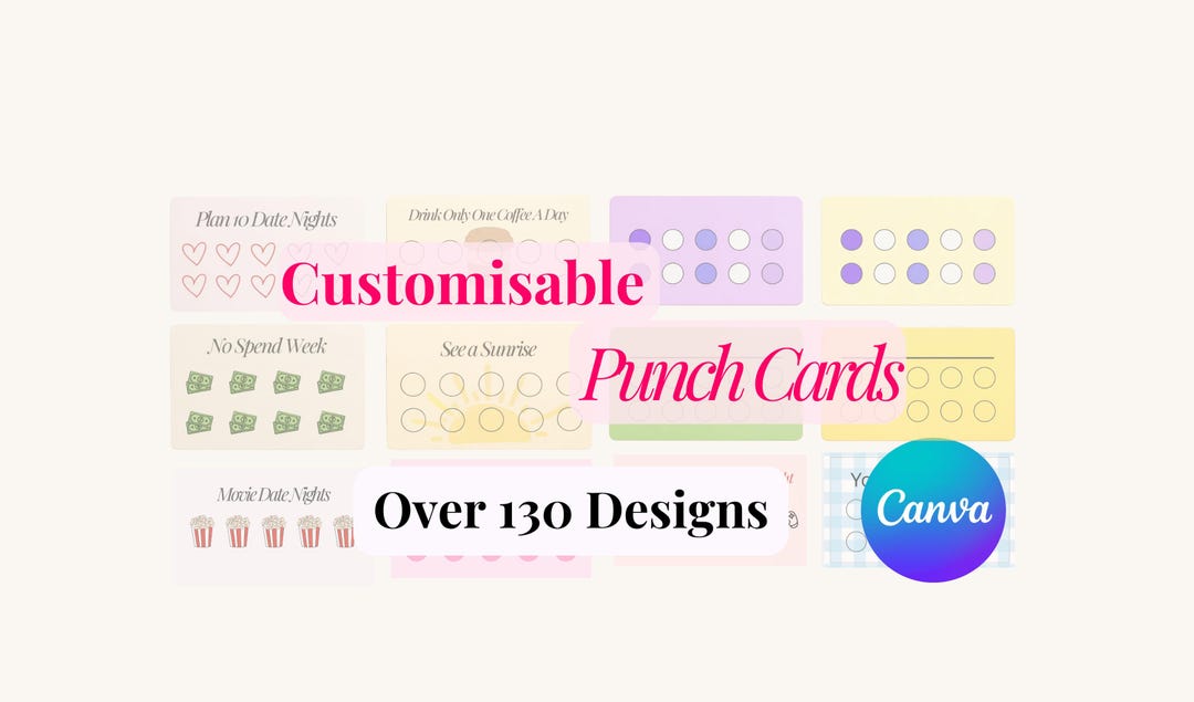 Customizable Goal Punch Cards | Habit & Loyalty Tracker (digital ...