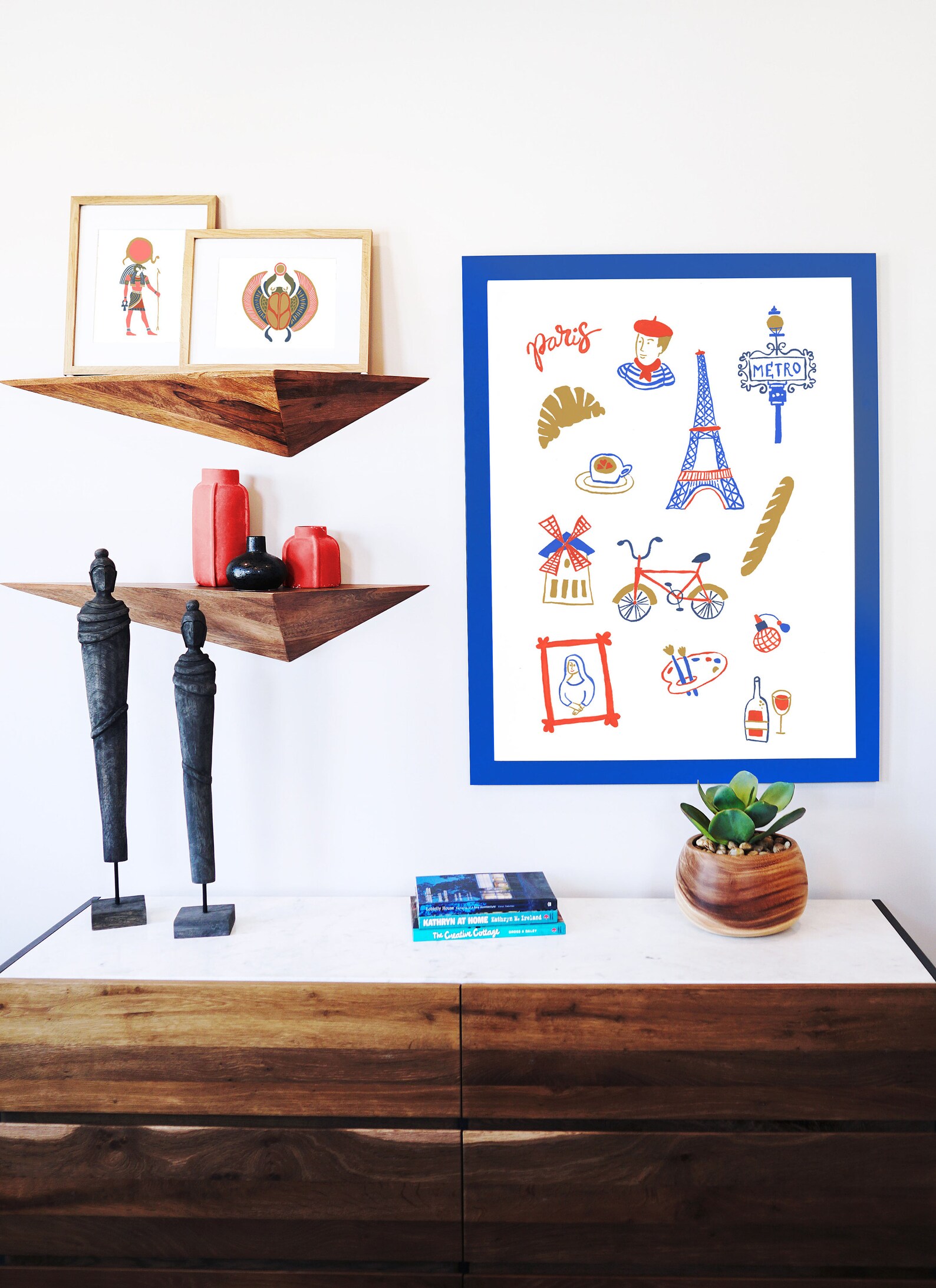 Paris Icons Art Print | Kids Wall Art | Travel Poster | Gouache ...