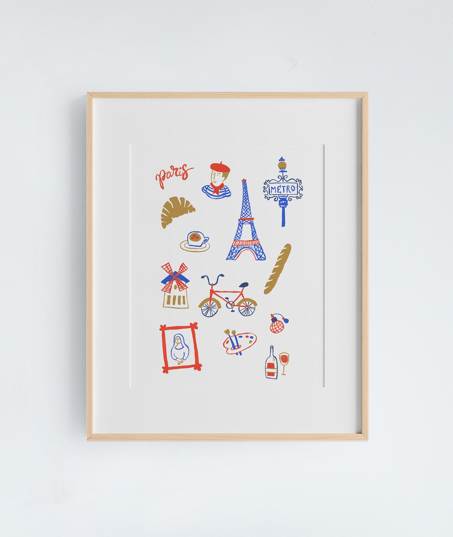 Paris Icons Art Print | Kids Wall Art | Travel Poster | Gouache ...