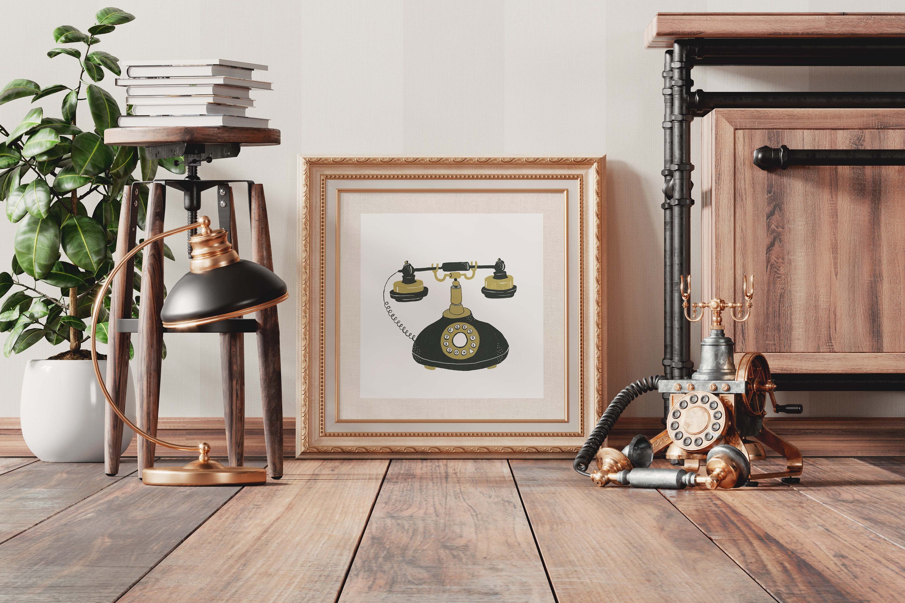 Vintage Phone Art Print | Retro Series Home Decor | Wall Art | Giclee ...