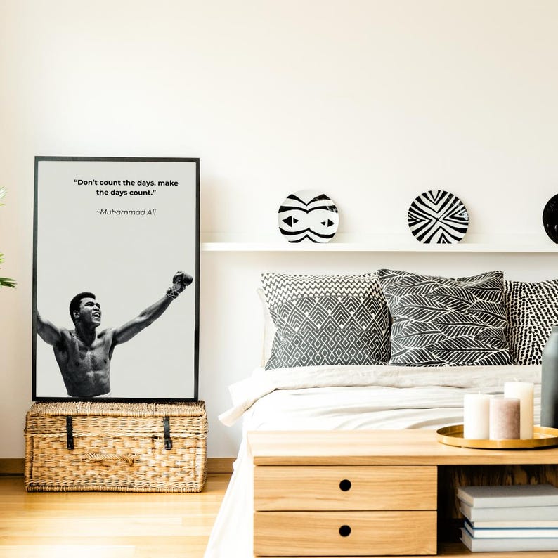 Muhammad Ali Quote Wall Art | Boxing Motivational Poster | Black and ...