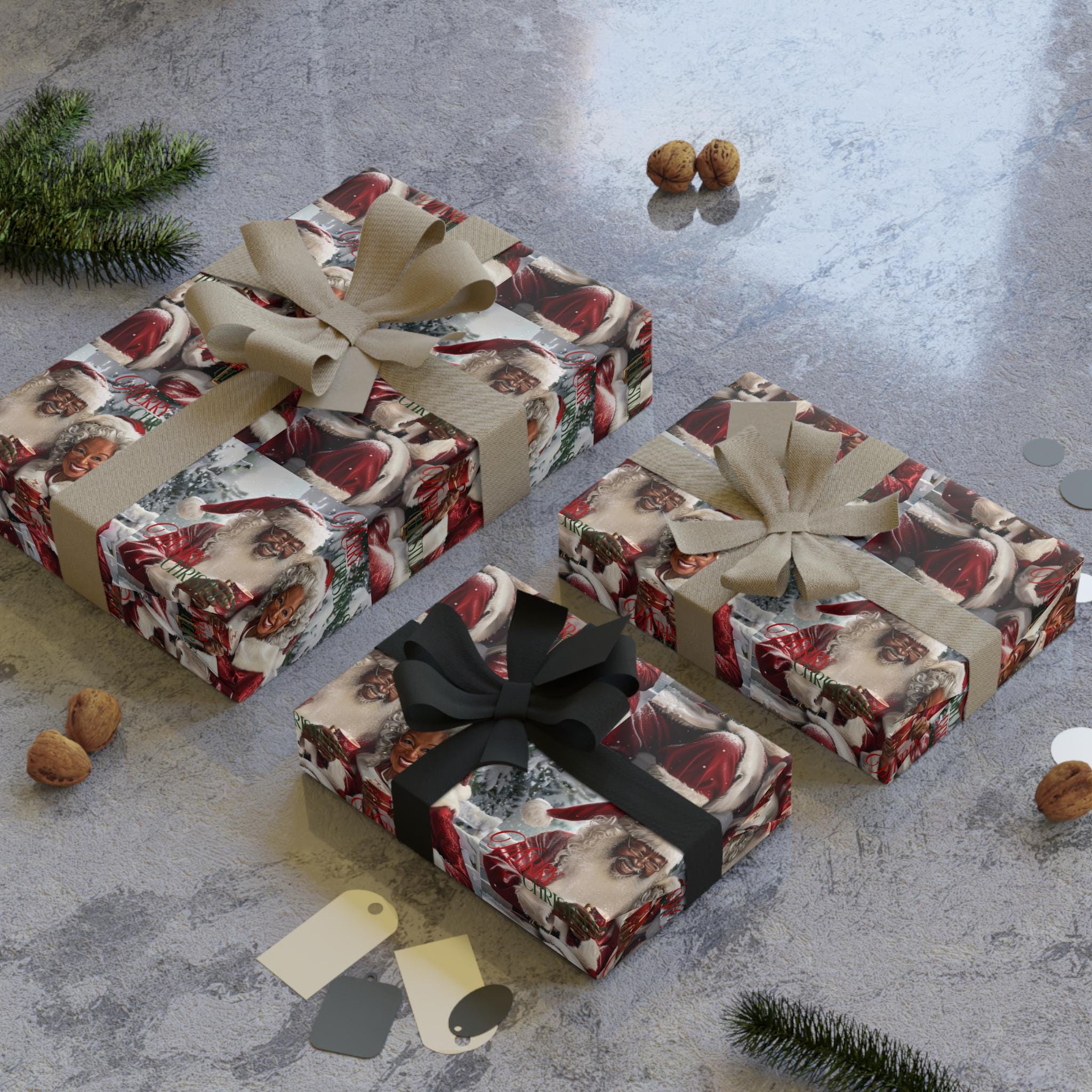 Festive Gift Wrapping Paper Roll, Holiday Wrapping Paper, Christmas ...
