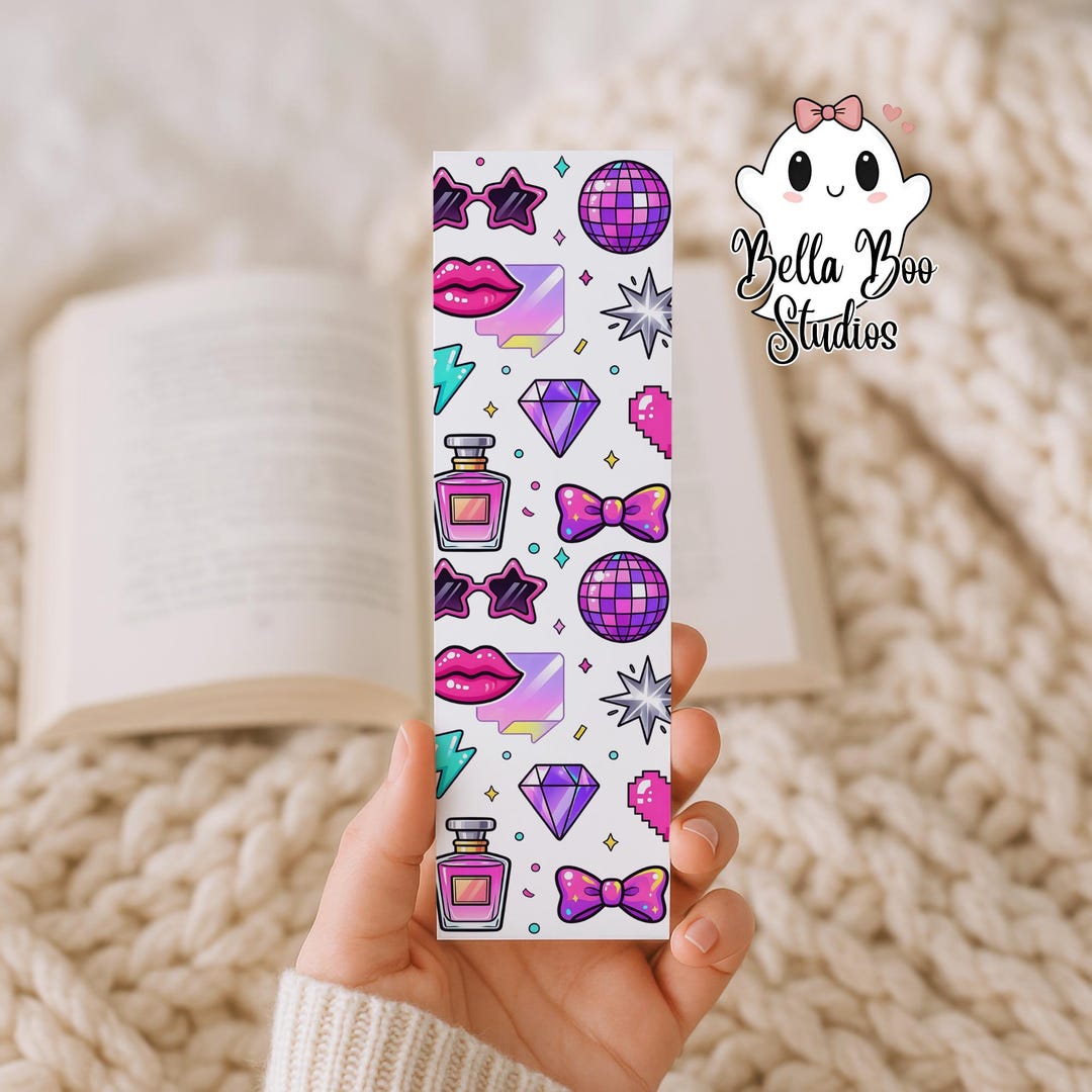 Glitch Glam Bookmark PNG Y2K Pop Art Printable Bookmark 2.5x7 Inch 300 ...