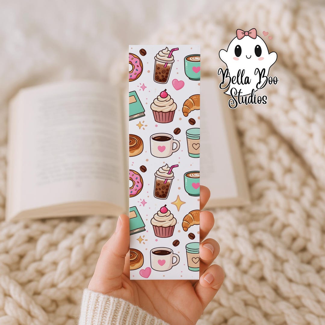 Cozy Coffee Lover Bookmark Design PNG, Cute Cafe & Bakery Printable ...