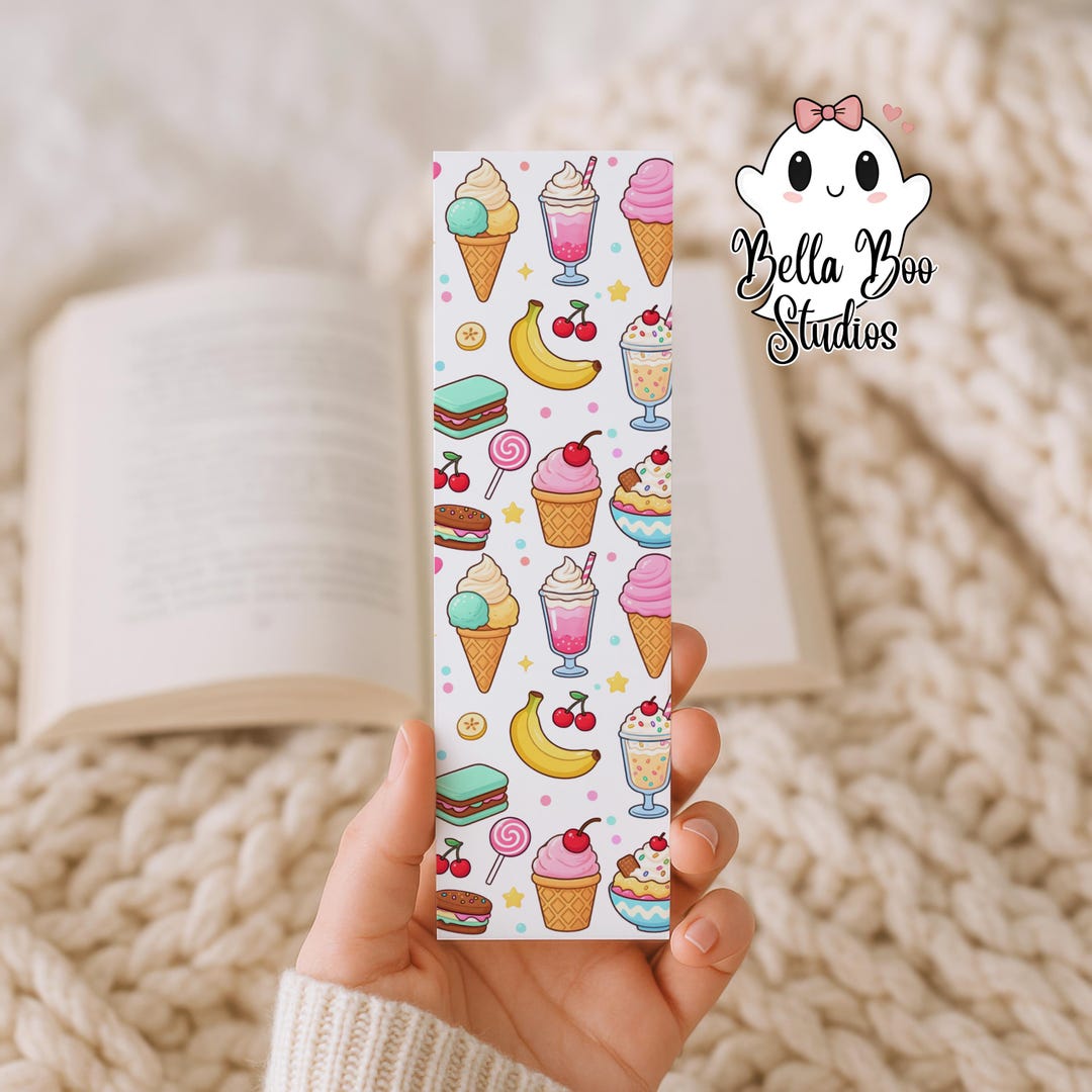 Ice Cream Parlour, Cute Dessert Bookmark PNG, Kawaii Sweets Bookmark ...