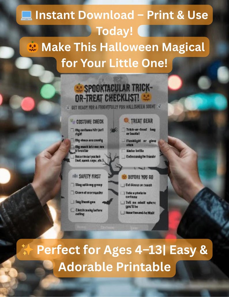 Halloween Trick-or-treat Checklist | Fun Kid's Planner (PDF ...