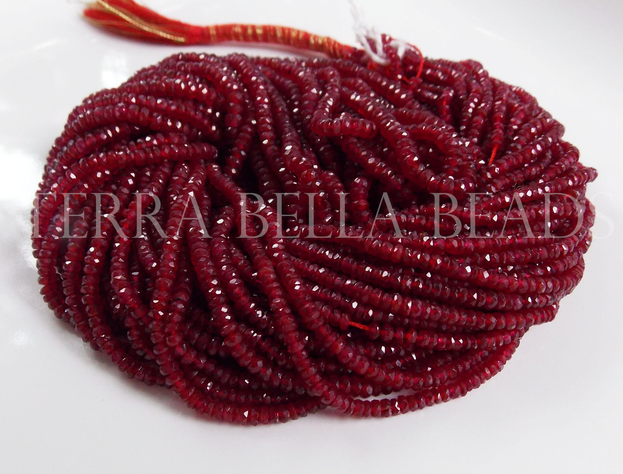 4 Natural AAA LONGIDO RUBY Gem Stone Faceted Rondelle | Etsy