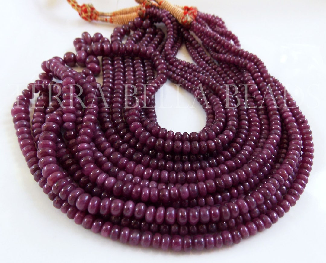 4" Strand AFRICAN RUBY Smooth Gem Stone Rondelle Beads 3mm 3.5mm 4mm 4 ...