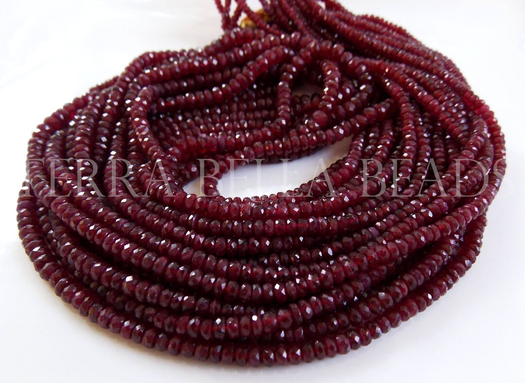 8" Natural AAA LONGIDO RUBY Gem Stone Faceted Rondelle Beads 2.5mm - 3 ...