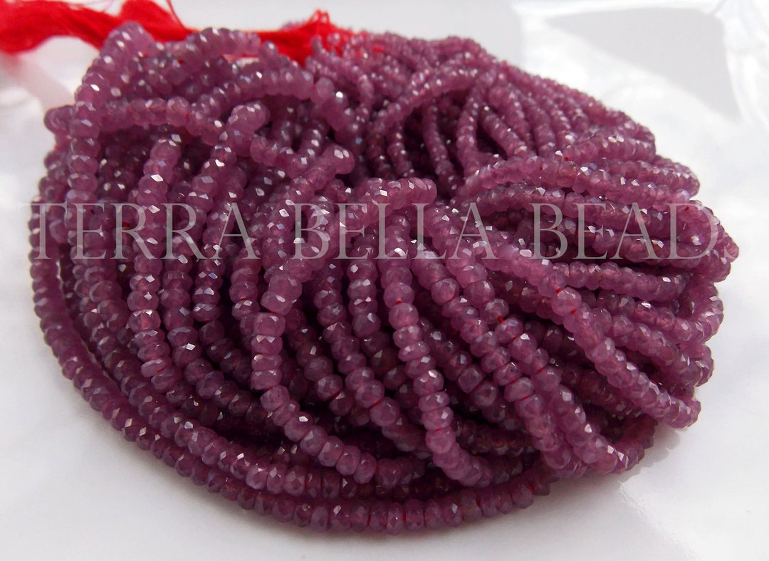 7" Natural AAA PINK RUBY Gem Stone Faceted Rondelle Beads 2mm - 3.5mm ...