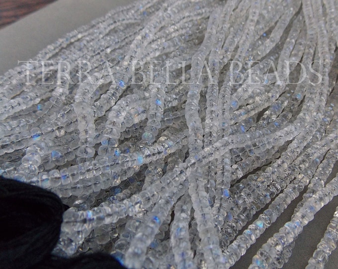 6" AAA Transparent RAINBOW MOONSTONE Faceted Gem Stone Rondelle Beads ...