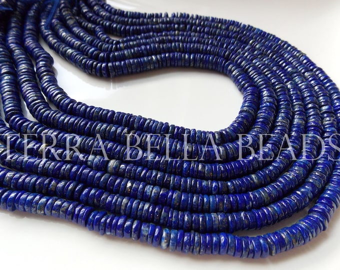 7 Half Strand Deep Blue LAPIS LAZULI Heishi Gem Stone Rondelle Beads 3 ...