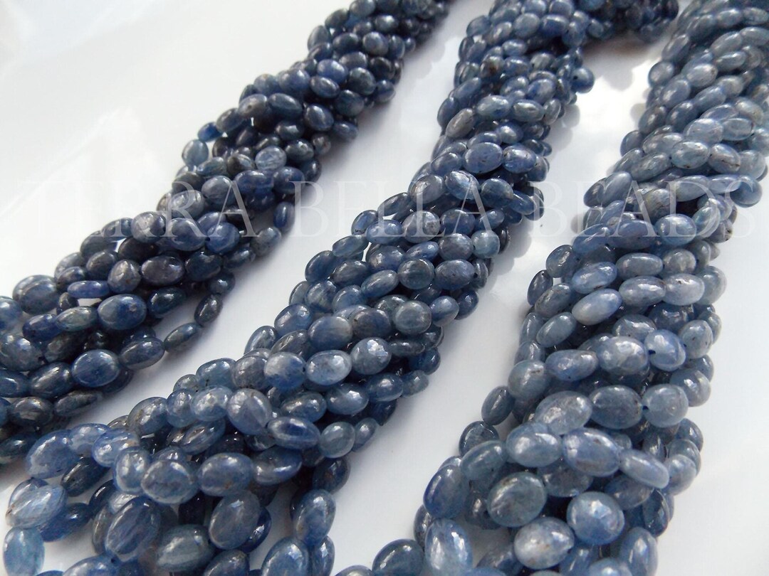 7" Strand Blue BURMESE SAPPHIRE Smooth Gem Stone Oval Nugget Beads 5mm ...