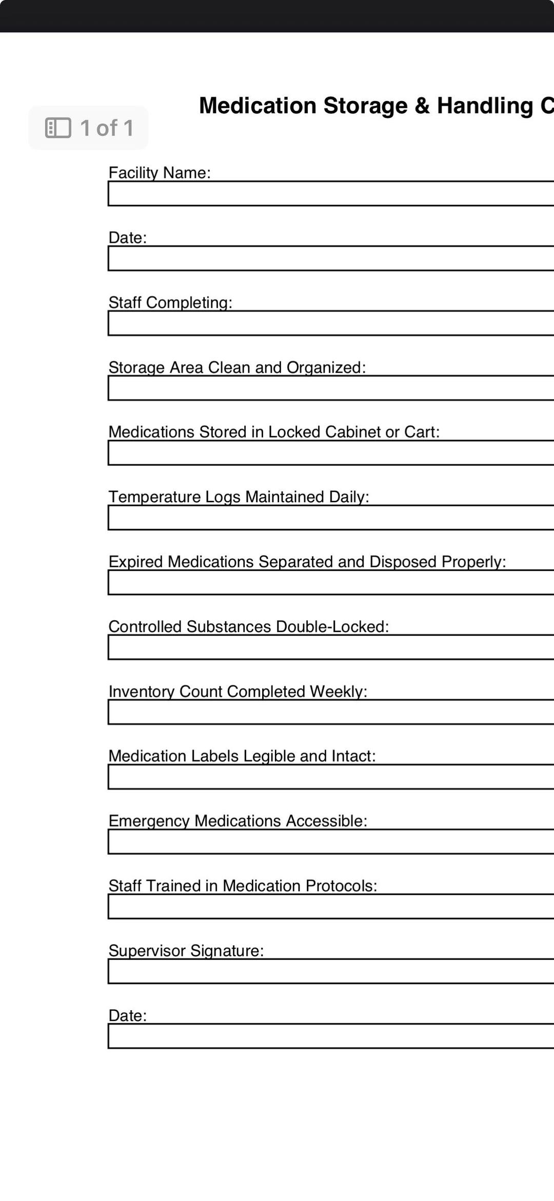 Medication Storage Handling Checklist - Etsy