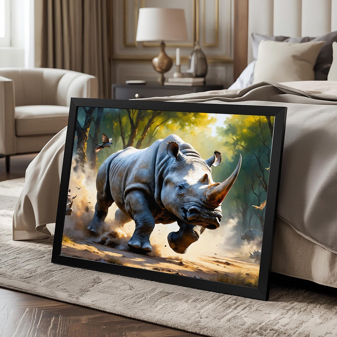 Fantasy Rhino Digital Download Chasing Prey Wall Art Printable Home ...