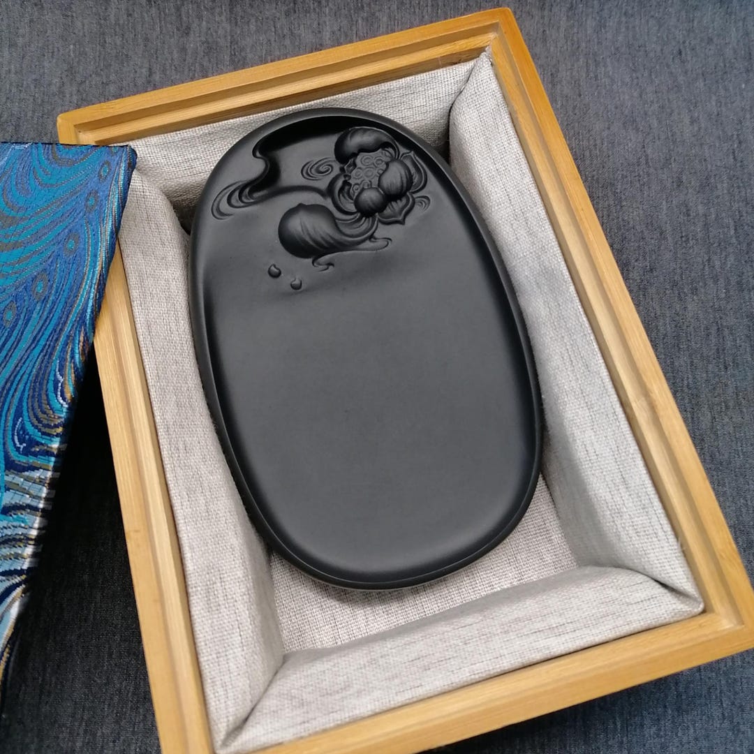 Hand-carved Lotus Inkstone - Traditional Calligraphy Ink Slab - Etsy