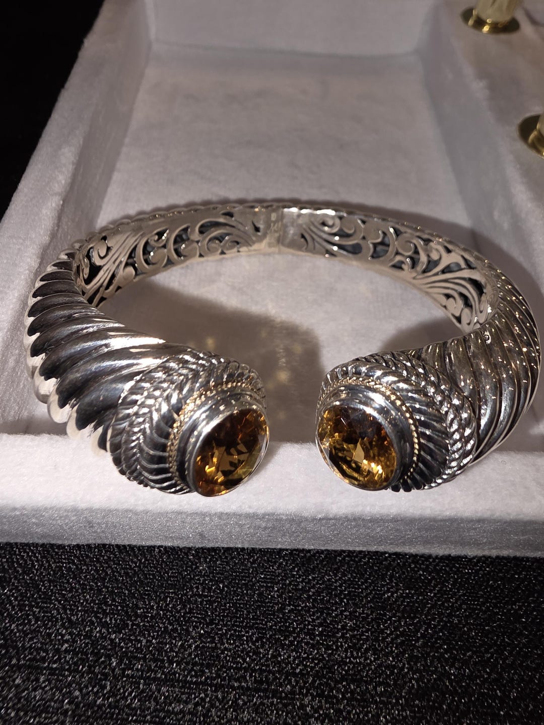 Robert Manse Signed, Heavy 18K Gold & Solid Sterling Silver Scalloped ...