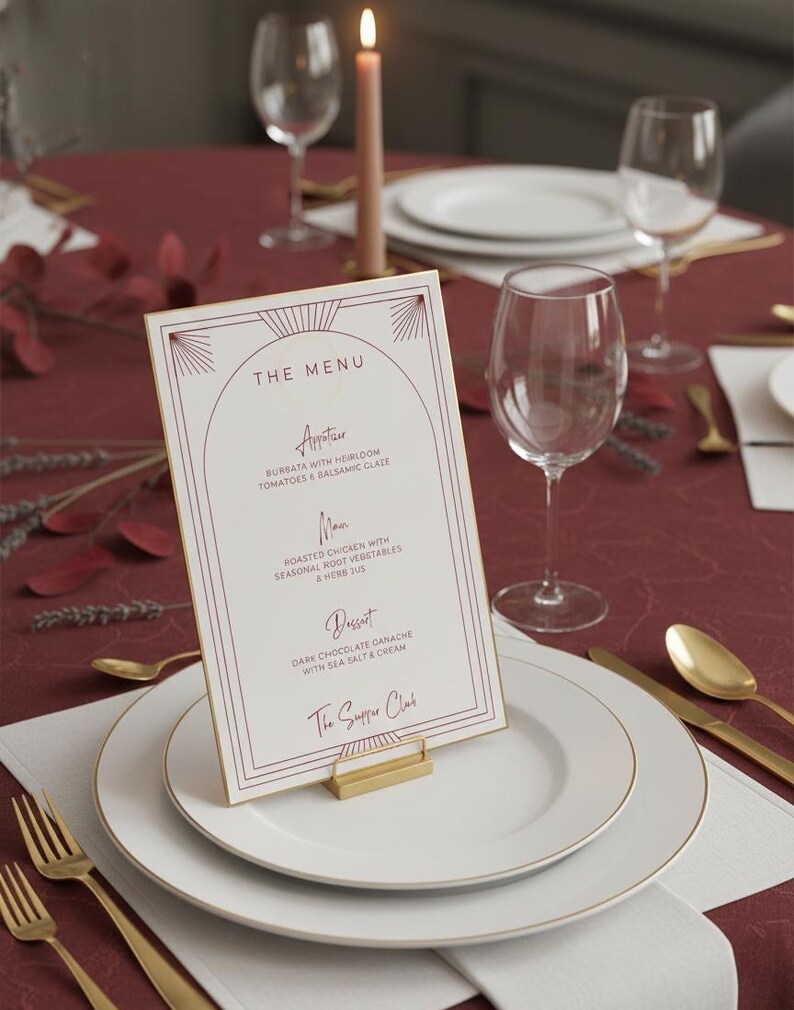 Dinner Party Menu Template Set | Printable Bar Menu Sign, Place Cards ...
