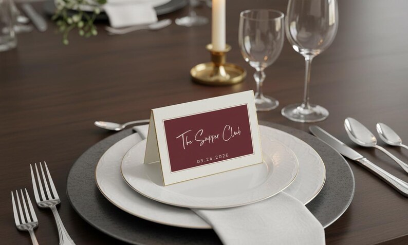 Dinner Party Menu Template Set | Printable Bar Menu Sign, Place Cards ...