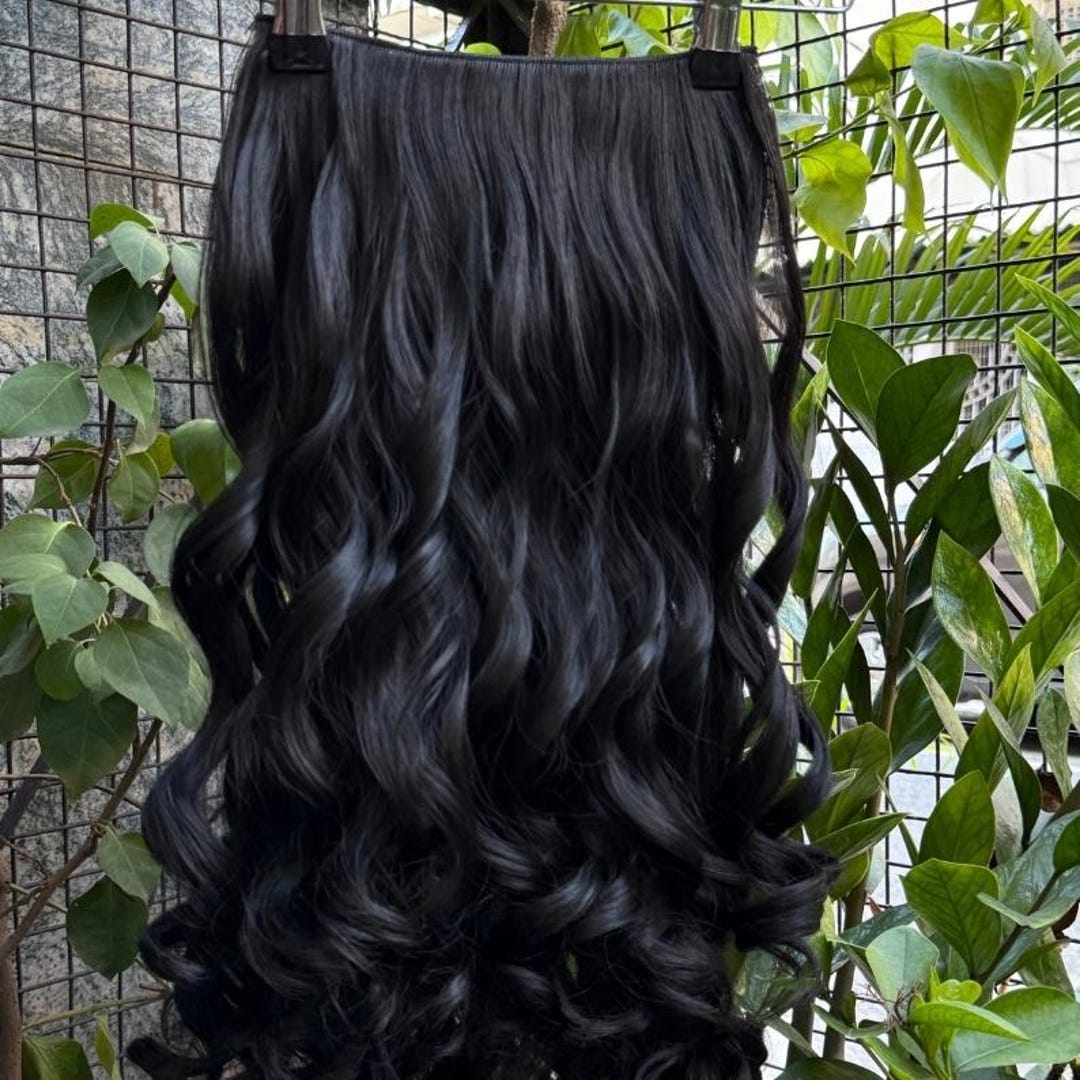 22" Natural Black Clip in Hair Extensions – Matte Fibre Silk, Heat Safe ...