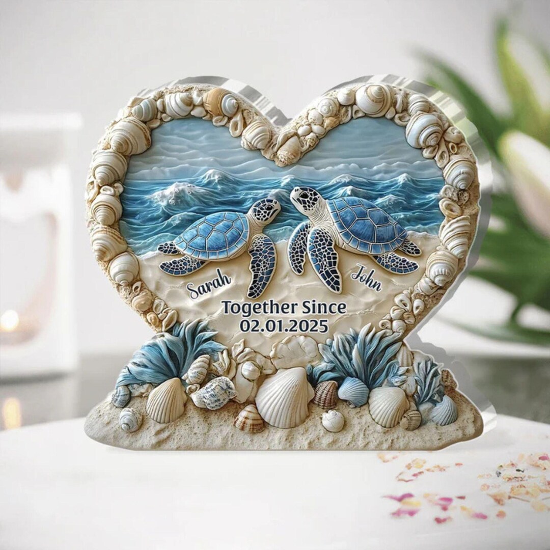 Custom Sea Turtle Acrylic Plaque, Anniversary Keepsake for Couple - Etsy
