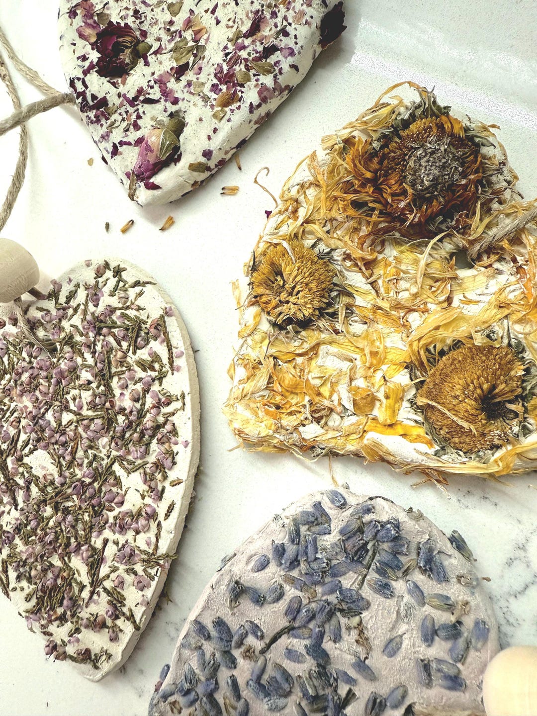 Cottagecore Clay Hanging With Real Flowers | Lavender, Calendula, Rose ...