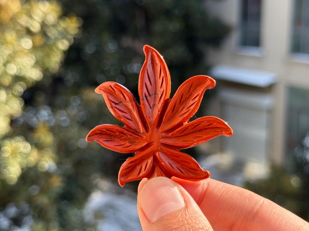 Natural Crystal Hand Carved Weed Leaf, Home Decor,red Jasper&green ...