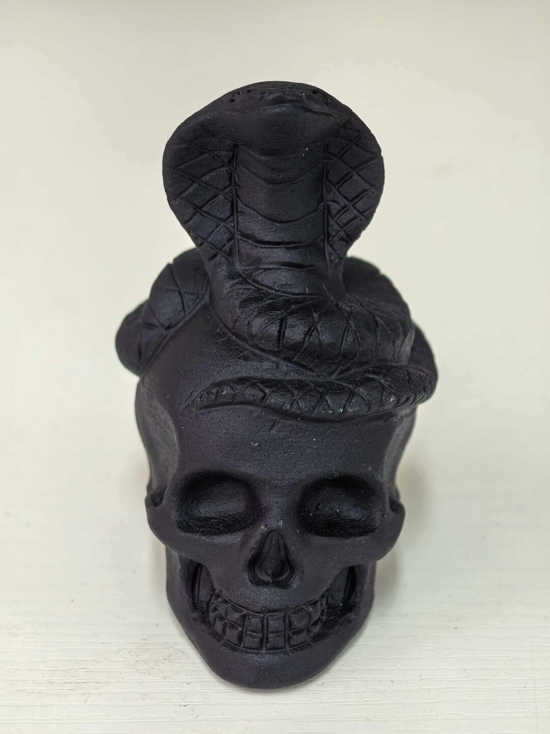 Obsidian Skull and Cobra Snake Sculptures, Natural Crystal Carving ...