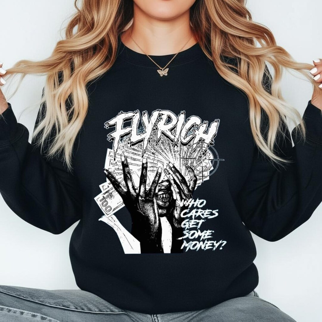 Fly Rich Money Hands Poster Dark Hustle Cash Fangs Edgy Quote Digital ...