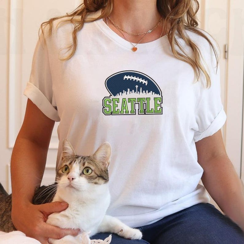 Seattle Skyline Embroidery Design, Football Machine Embroidery File, 5 ...