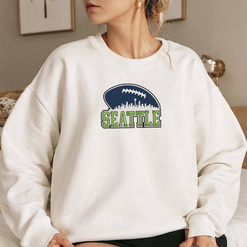 Seattle Skyline Embroidery Design, Football Machine Embroidery File, 5 ...